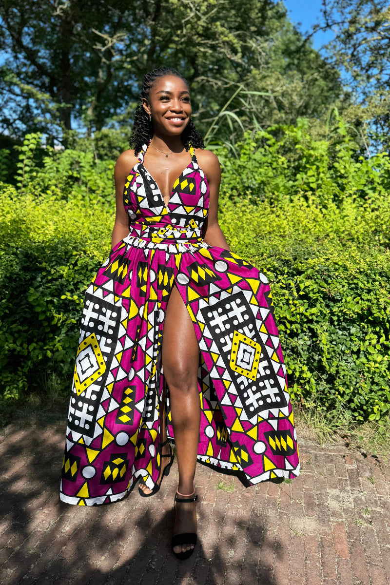Afrikaanse print Infinity Multiway Maxi Jurk - Paarse Samakaka ...